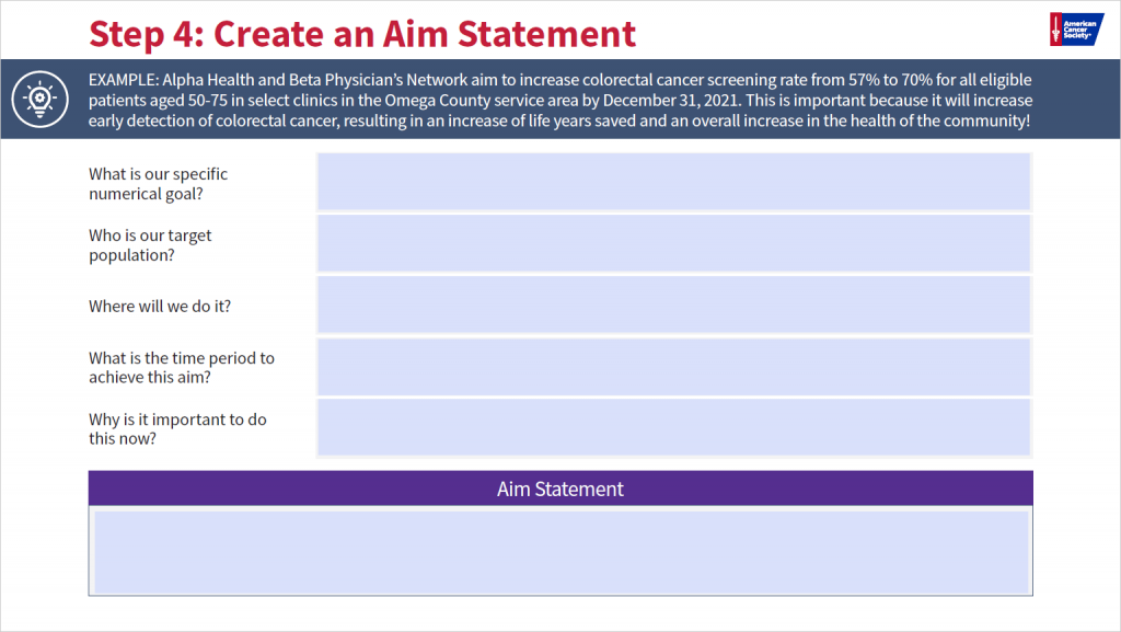 Step 4: Create an Aim Statement - Hospital Systems Capacity Building ...